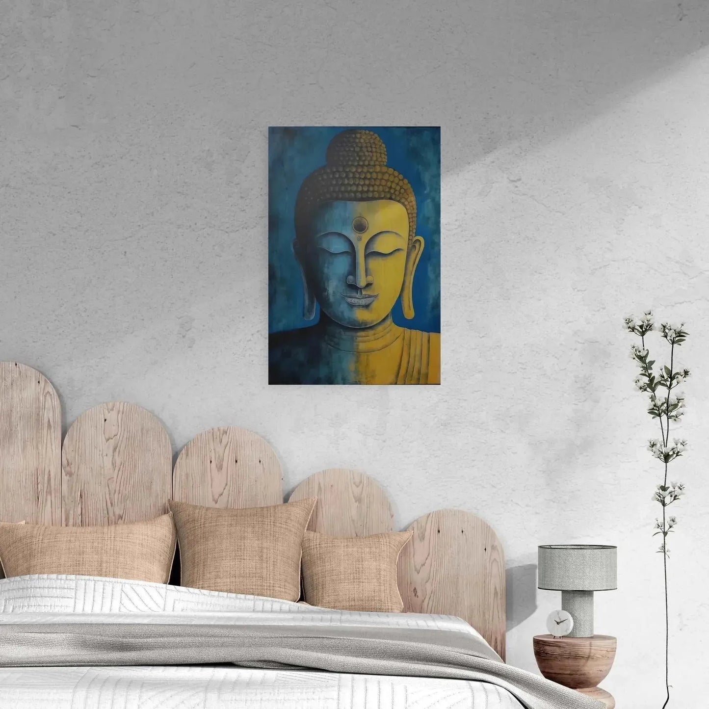 Blue Zen Buddha with Golden Accents Painting Poster - Zen Artwork ...