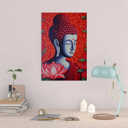 Zen and the Art of Mindfulness - Red Zen Buddha Wall Art – Zenartbliss