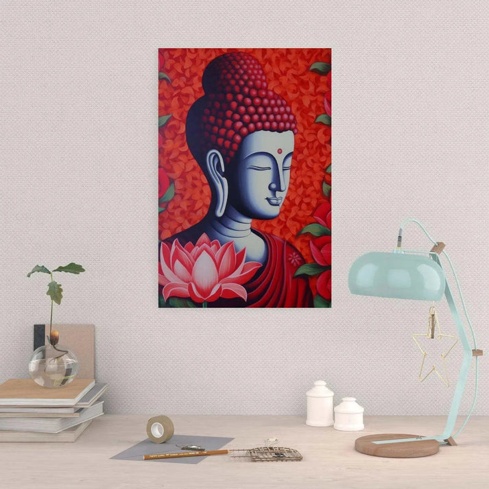 Zen and the Art of Mindfulness - Red Zen Buddha Wall Art – Zenartbliss