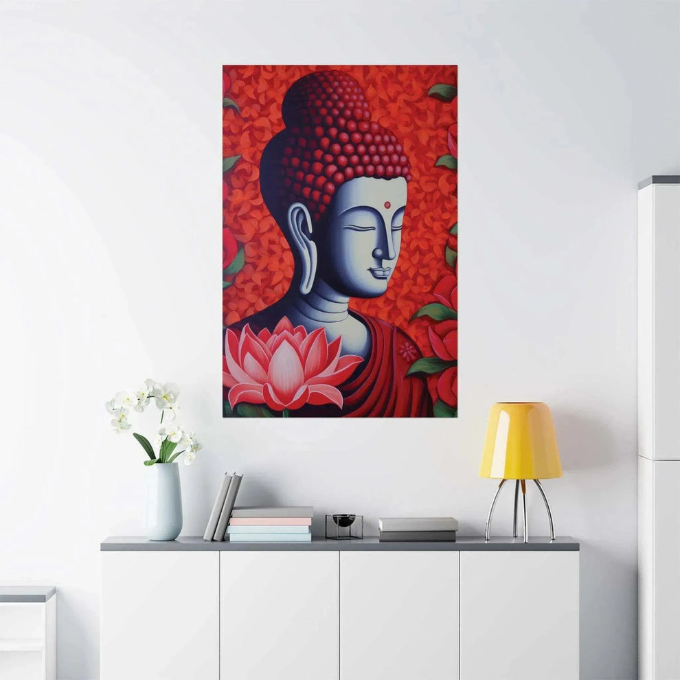 Zen and the Art of Mindfulness - Red Zen Buddha Wall Art – Zenartbliss