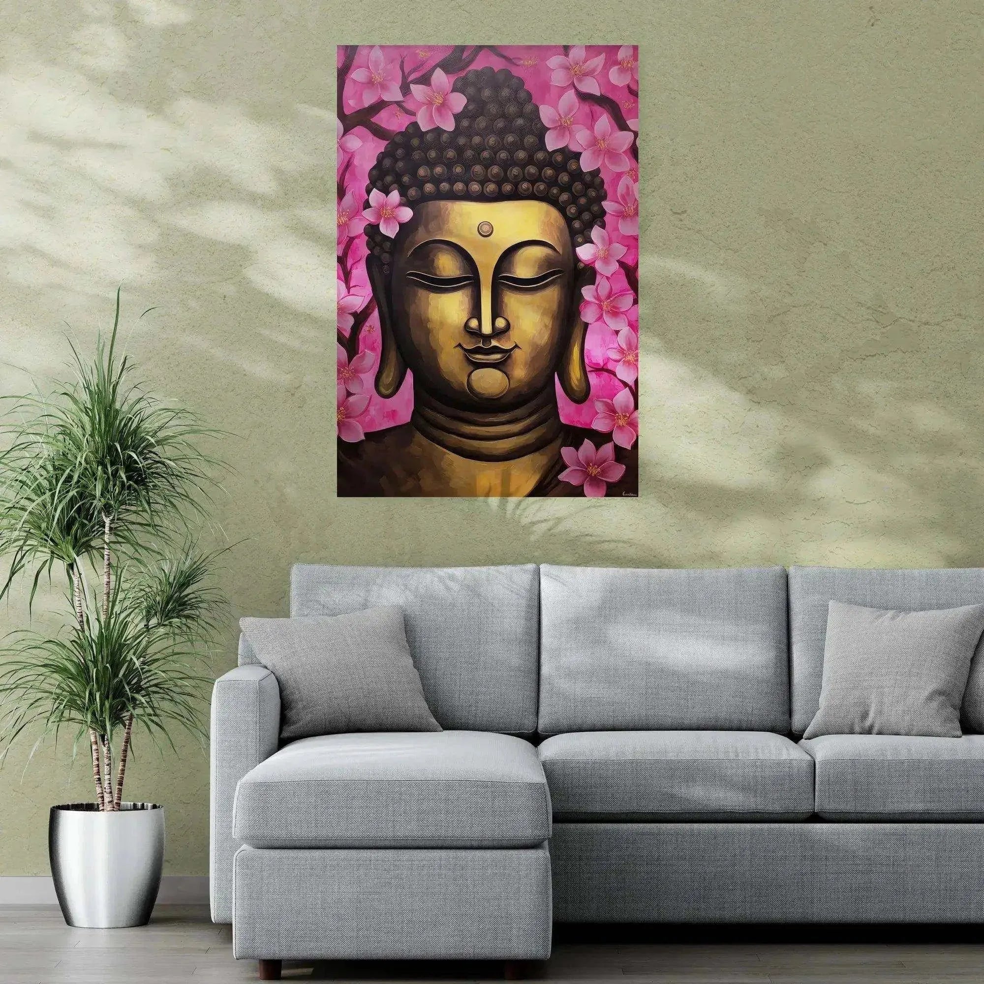 Oklahoma Zen Chill - Cozy Golden Buddha & Blossoms Poster – Zenartbliss