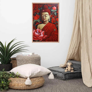 Red Buddha Painting for Serenity | ZenArtBliss.com – Zenartbliss