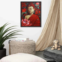 Red Buddha Painting for Serenity | ZenArtBliss.com – Zenartbliss
