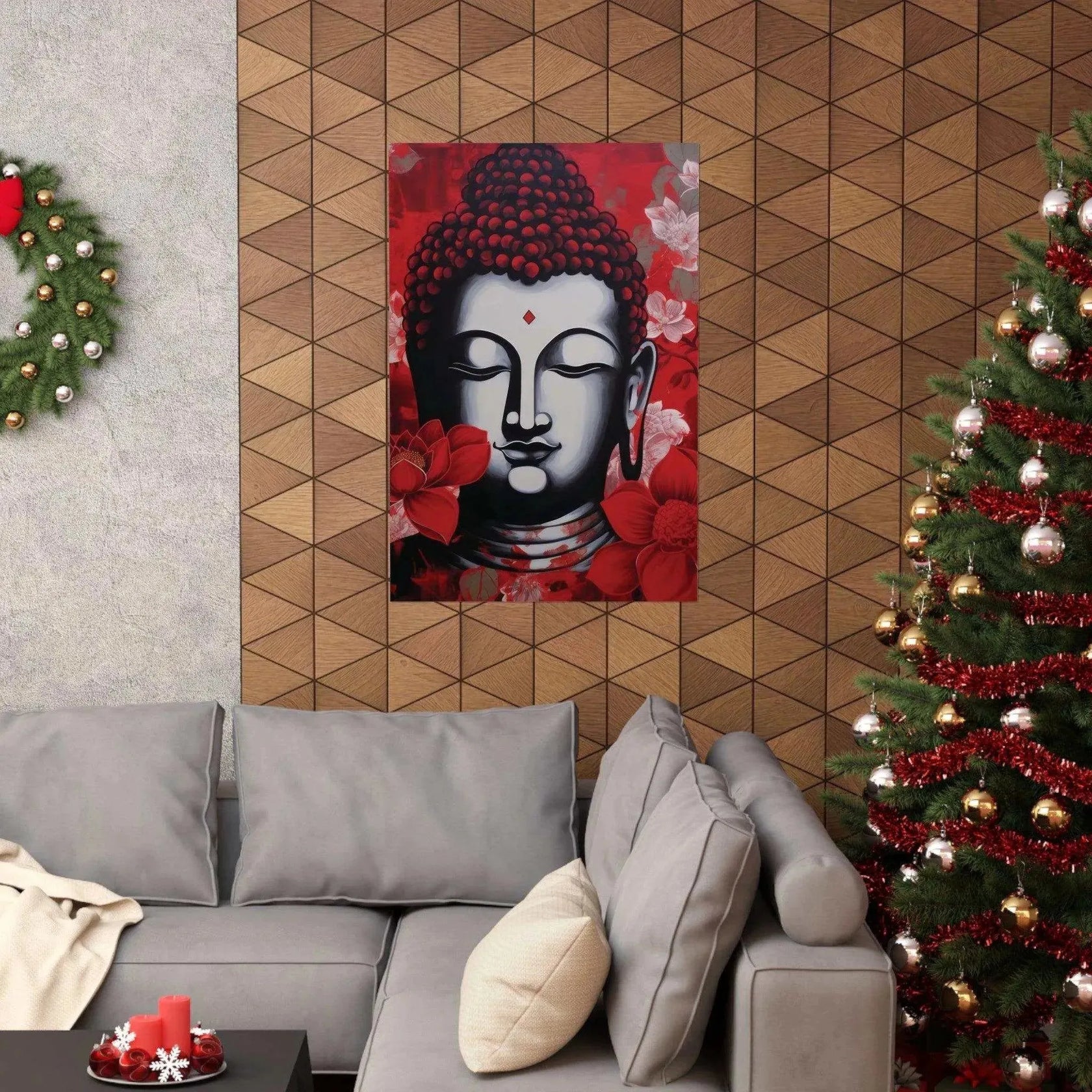 Red Tibetan Buddha Wall Art Poster - Buddha in Art | ZenArtBliss ...