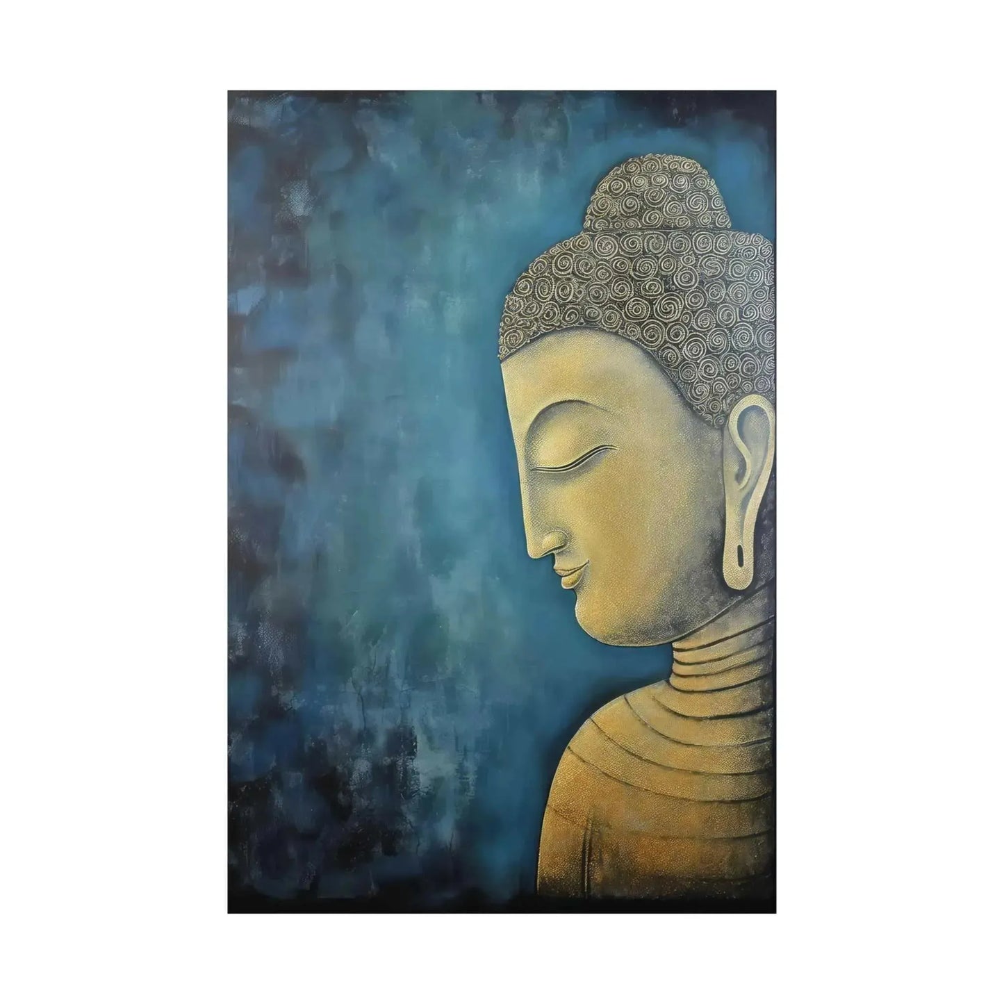 Zen Buddha Art New York - Elegant Golden Buddha Head Poster – Zenartbliss